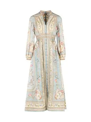 Zimmermann Roselight Light Linen Midi Dress - Blue