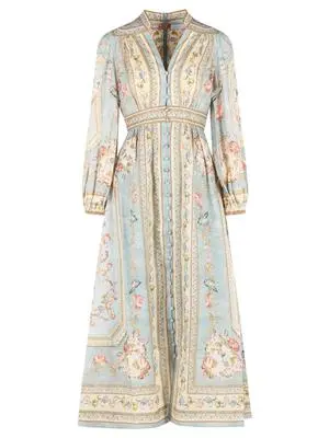Zimmermann Roselight Light Linen Midi Dress - Blue