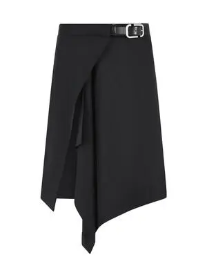 Attico Virgin Wool Midi Skirt - Black
