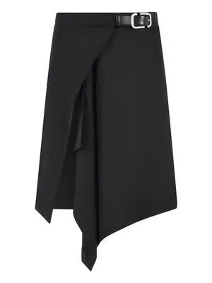 Attico Virgin Wool Midi Skirt - Black