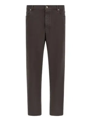 Brunello Cucinelli Garment-dyed Cotton Canvas Straight Leg Jeans - Brown
