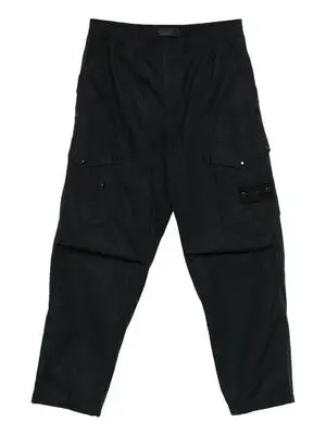 Stone Island Cotton Logo Patch Cargo Trousers - Black