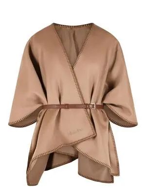 Max Mara Colomba Virgin Wool Cape - Brown