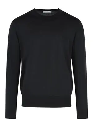 Dries Van Noten Merino Wool Ribbed Crew Neck Sweater - Black
