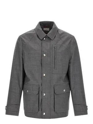 Brunello Cucinelli Field Jacket In Virgin Wool Canvas - Gray