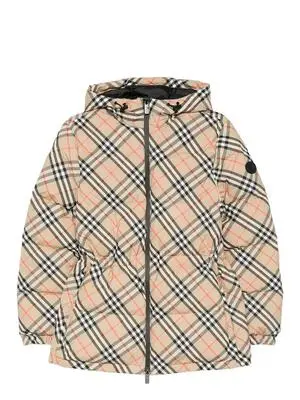 Burberry Padded Quilted Down Jacket With Drawstring Hood - Cream