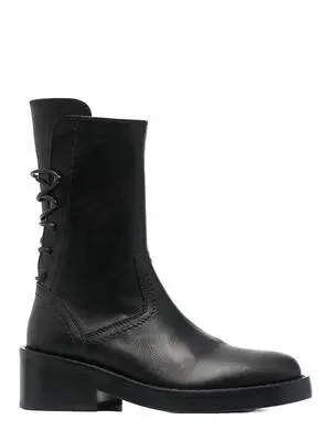 ANN DEMEULEMEESTER Grained Leather Block Heel Boots - Black