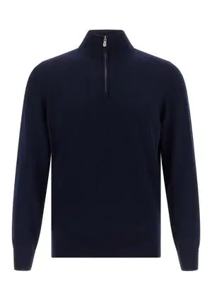 Brunello Cucinelli Half-zip Cashmere Sweater - Blue