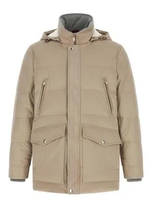 Brunello Cucinelli Quilted Parka With Hood - Cream