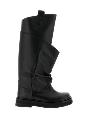 Attico Calf Leather Double-leg Boots - Black