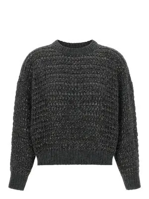 Brunello Cucinelli Dazzling Braids" Sweater - Gray