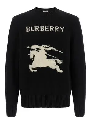 Burberry Wool & Cashmere Blend Ekd Logo Crew Neck Sweater - Black