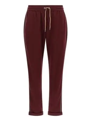 Brunello Cucinelli Track Joggers In Cotton And Silk Blend - Multicolor