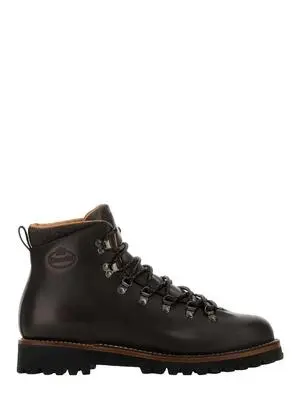 Church's Dark Leather Lace-up High Top Boots - Brown