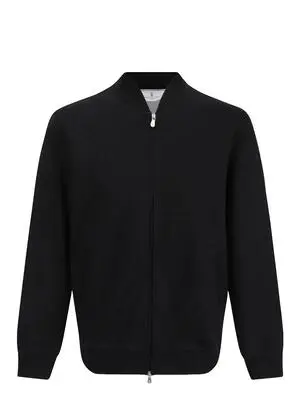 Brunello Cucinelli Cotton Zip-up Sweatshirt With Ribbed Details - Black