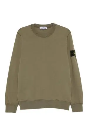 Stone Island Crew Neck Sweatshirt With Logo Patch - Green
