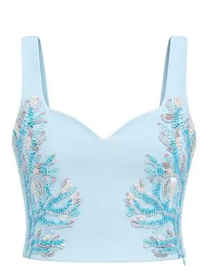 LAURA SLINGS Embellished Crop Top - Blue