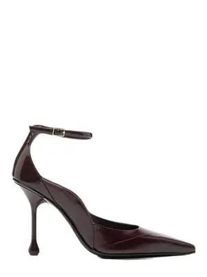 JIMMY CHOO Jimmy Choo Patent Leather Pointed Toe Ankle Strap Stilettos Red