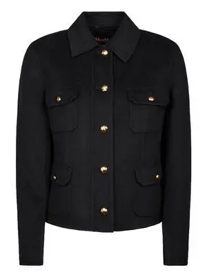 Max Mara Cropped Jacket With Gold-tone Hardware - Black