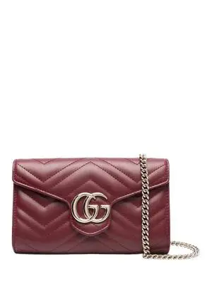 Gucci Marmont Quilted Calf Leather Clutch Bag - Red