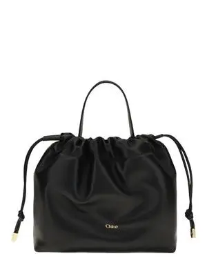 Chloé Leather Drawstring Shoulder Bag - Black