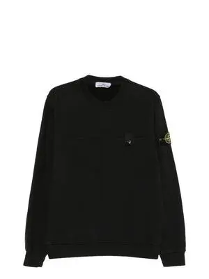 Stone Island Crew Neck Sweatshirt With Logo Patch - Black