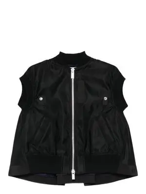 Sacai Zip Fastening Baseball Collar Waistcoat - Black