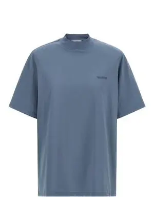 Attico THE ATTICO Mock Neck T-Shirt With Embroidered Logo Blue