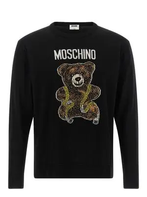 Moschino Teddy Bear Inlay Virgin Wool Sweater - Black