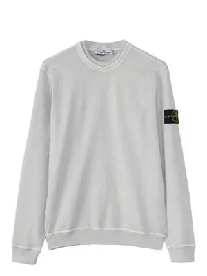Stone Island Crew Neck Sweatshirt With Sleeve Badge - Gray