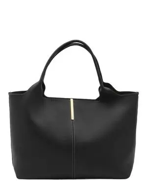 TOD'S Calfskin Tote Bag With Metal Feet - Black