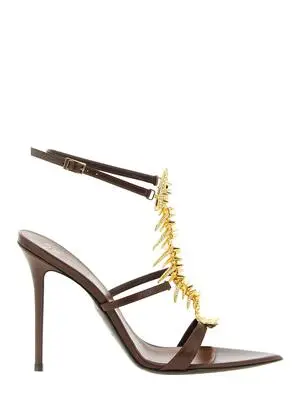 GIUSEPPE ZANOTTI Embellished Fishbone Stiletto Sandals - Brown