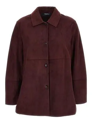 Max Mara S Max Mara Suede Leather Jacket Rosso