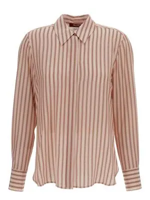 Max Mara Max Mara Studio Striped Silk Shirt Rosa