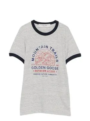 GOLDEN GOOSE Grey Cotton Graphic Print T-shirt - Gray
