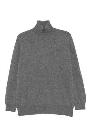 Malo Grey Cashmere High Neck Knitwear Jumper - Gray