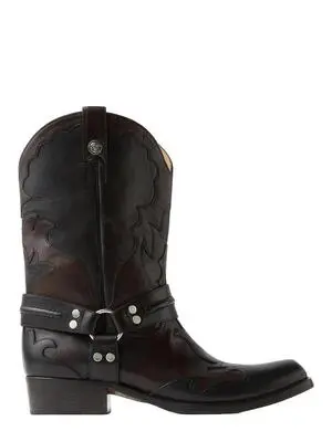 Versace Calf Leather Harness Boots - Black