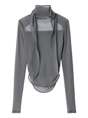 LEMAIRE High Neck Long Sleeve Top - Gray