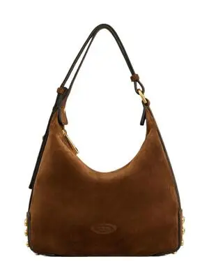TOD'S TOD'S Suede Shoulder Bag With Embossed Detailing Brown