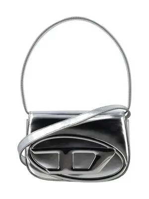 DIESEL® Metallic Logo Plaque Top Handle Bag - Silver
