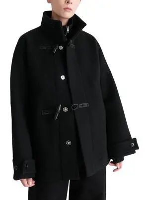 LEMAIRE Wool Toggle Coat - Black