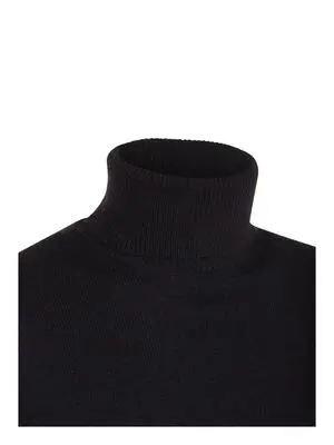 Malo Dark Cashmere Ribbed Turtleneck Long Sleeve Jumper - Blue