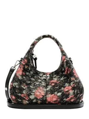 GANNI GANNI Embellished Floral Print Tote Bag With Detachable Shoulder Strap