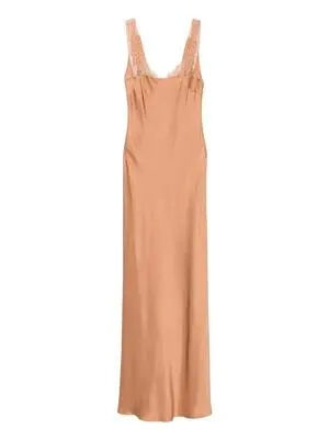 FORTE_FORTE Satin Lace Trim Evening Dress - Cream