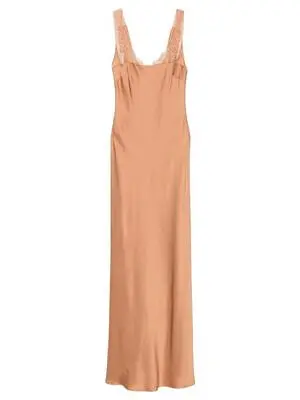 FORTE_FORTE Satin Lace Trim Evening Dress - Cream