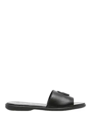 Gucci Leather Double G Slide Sandals - Black