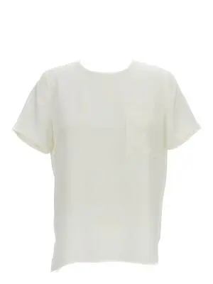 Max Mara Short-sleeved Silk Top With Embroidered Logo - Multicolor