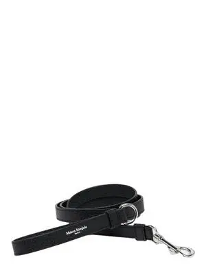 MAISON MARGIELA Grainy Leather Strap With Silver-tone Hardware - Black