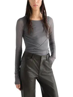 LEMAIRE Long Sleeve Wrap Top - Gray