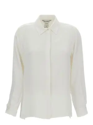 Max Mara Max Mara Crêpe De Chine Shirt With Embroidered Monogram Multicolor